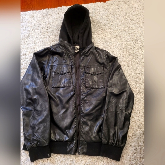 Dravus | Jackets & Coats | Dravus Vegan Faux Leather Hooded Bomber ...